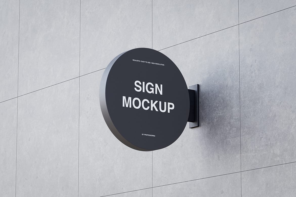 Round Shop Sign Mockup - professorinc mockups